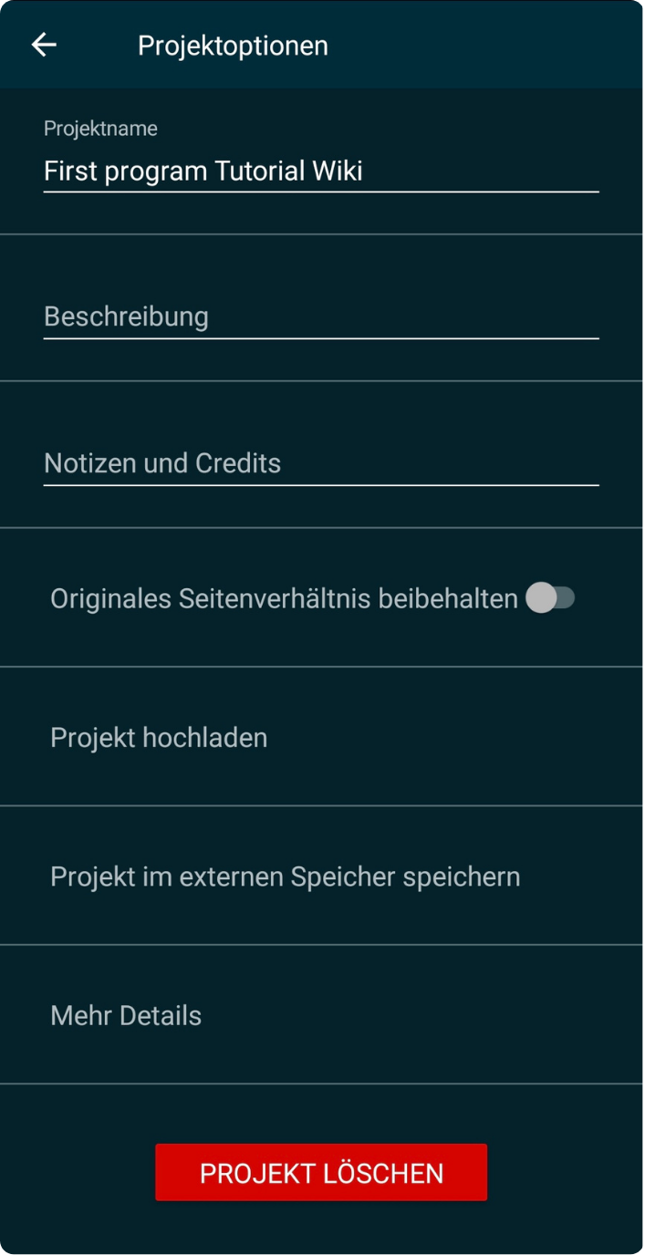 Hochladen und Teilen - Catrobat
